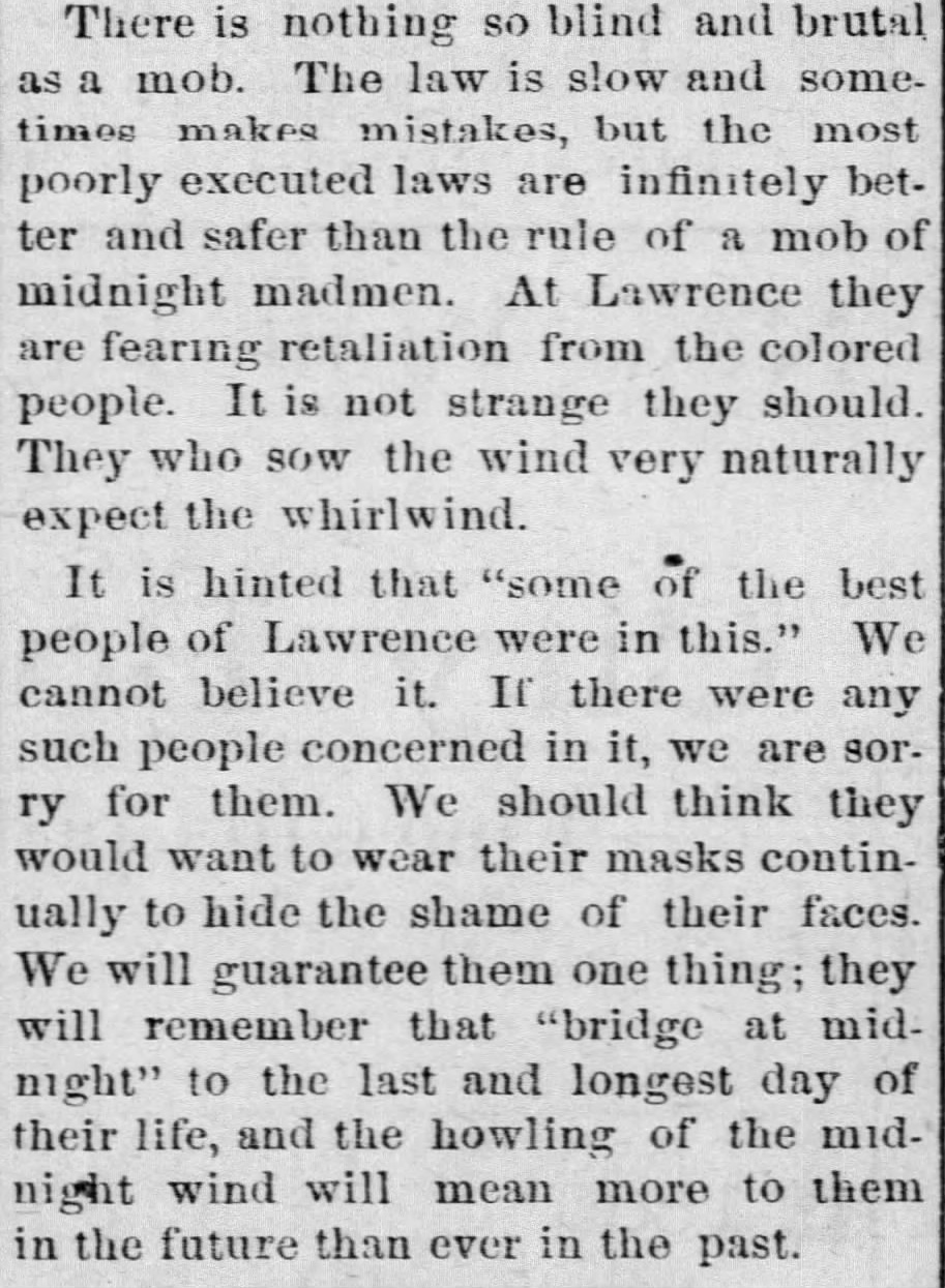 June 10, 1882 Lynchings in Lawrence, Kansas - America's Black Holocaust ...